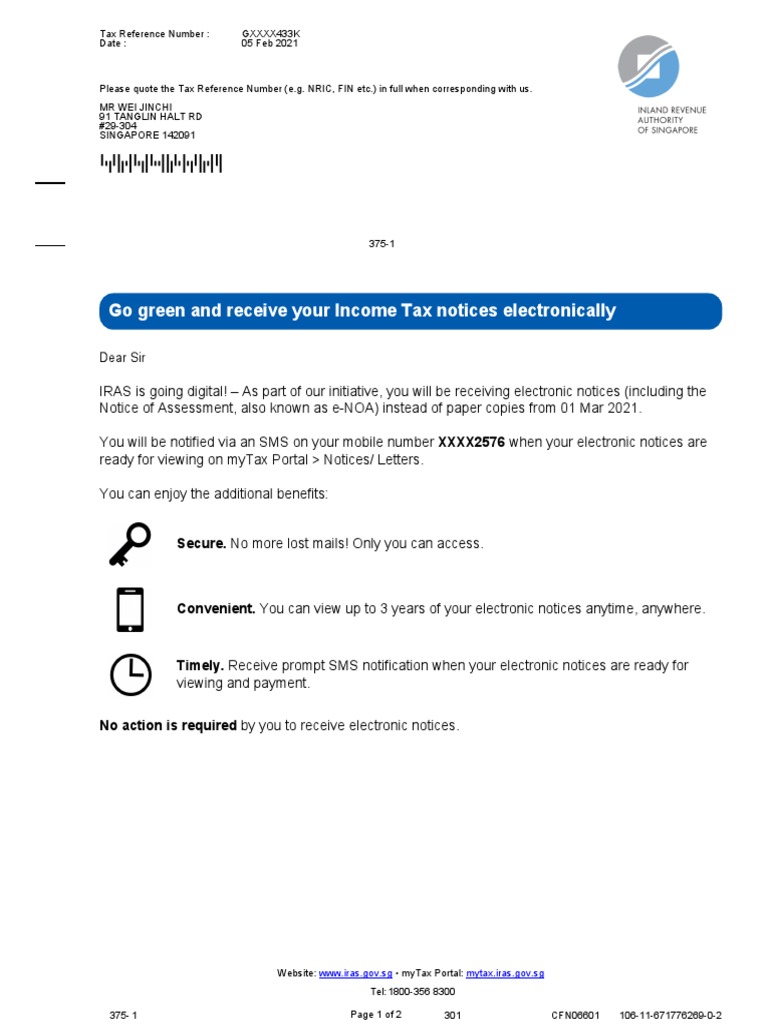 Go Green and Receive Your Income Tax Notices Electronically: WWW - Iras ...