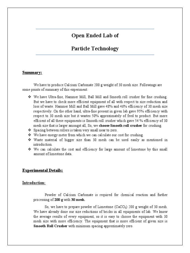 Open Ended Lab of Particle Technology | PDF | Chalk | Waste