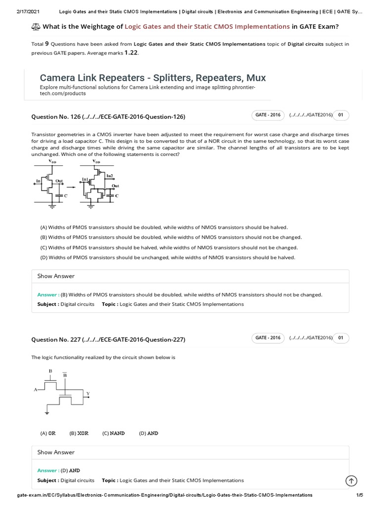 Logic Gates Static Cmos All Gate | PDF | Logic Gate | Cmos