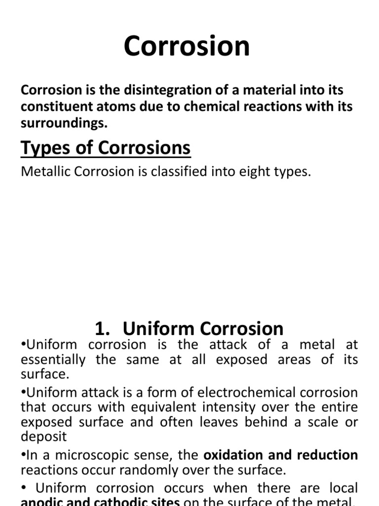 Overview of Corrosion Types | PDF | Corrosion | Electrochemistry