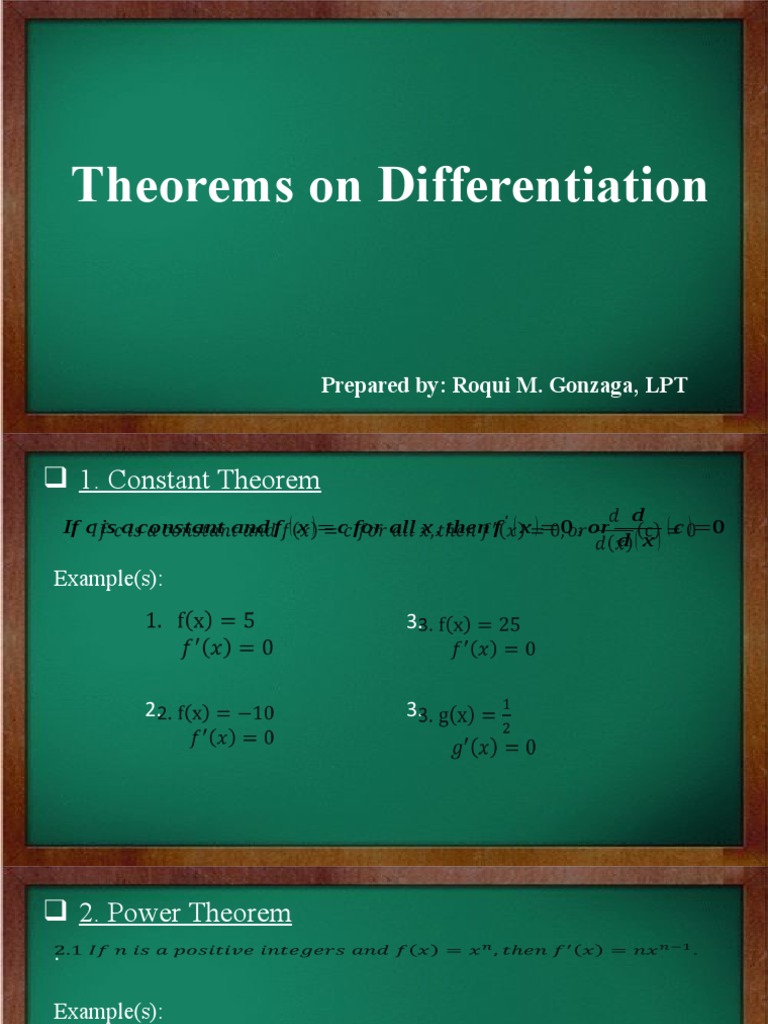Theorems On Differentiation | PDF