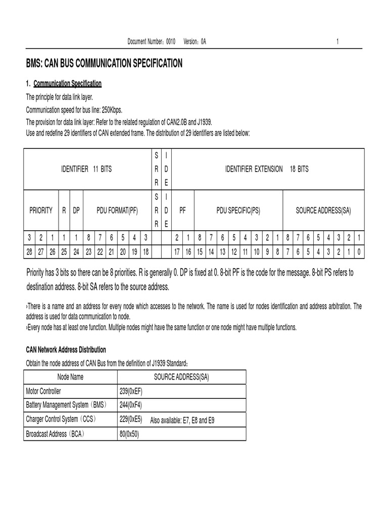 BMS: Can Bus Communication Specification | PDF | Node (Networking ...