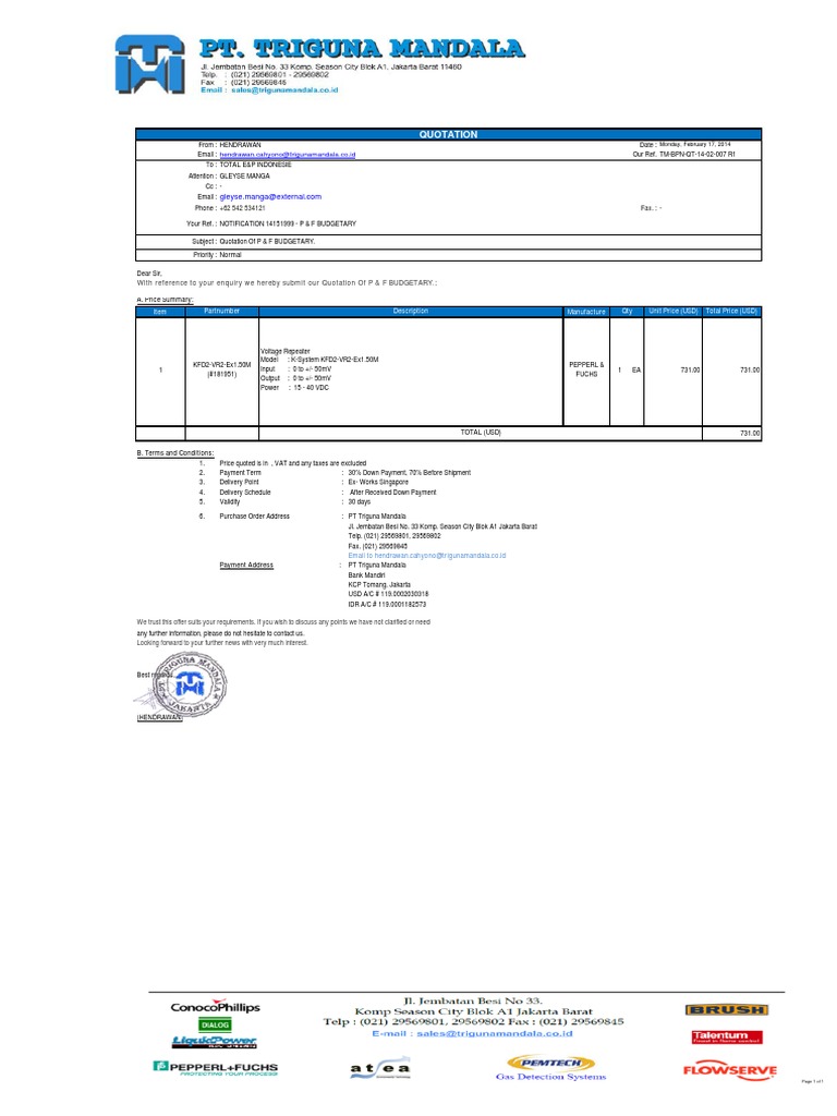 TGM - BPN-QT-14-02-007 - TEPI - Voltage Repeater KFD2-VR2-Ex1.50M | Download Free PDF | Business