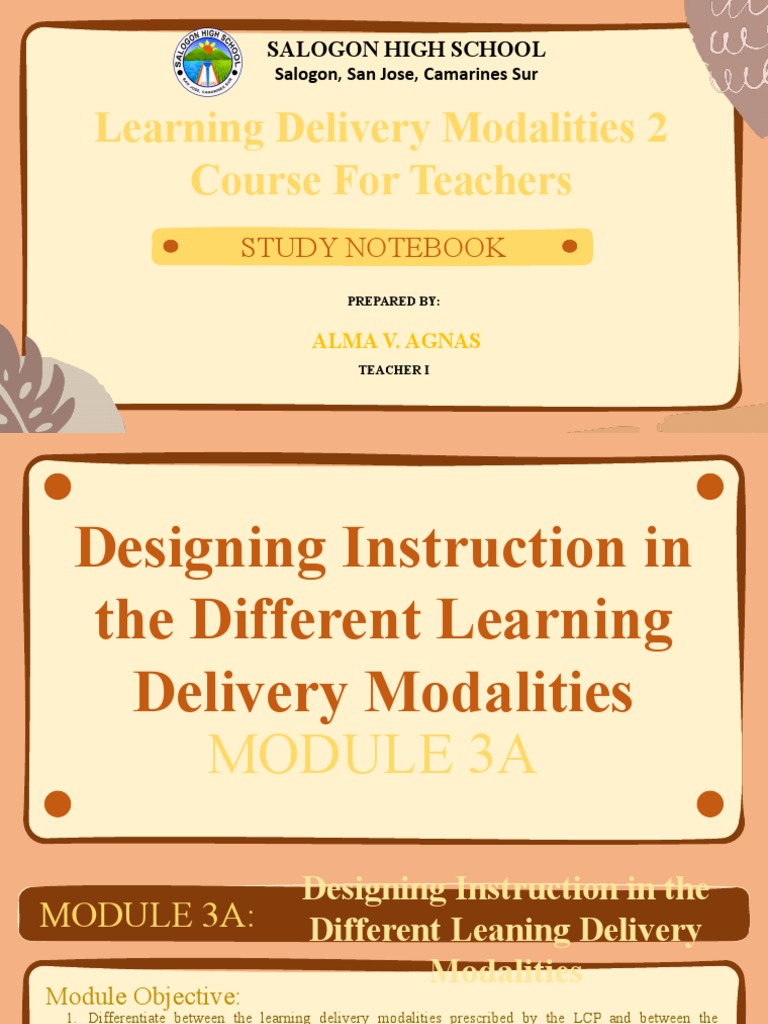 Learning Delivery Modalities 2 Course For Teachers: Study Notebook | PDF | Educational ...