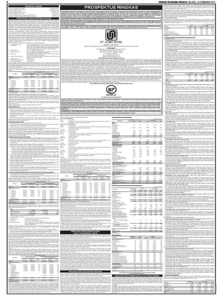 S - Ulima Nitra - Koran Prospektus Ringkas | PDF