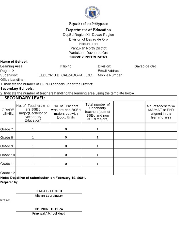 Survey Instrument Filipino | PDF