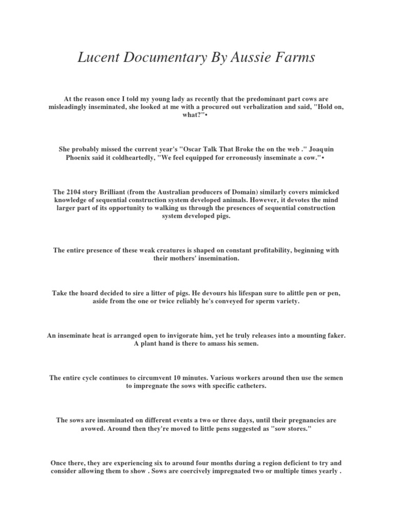 Lucent Documentary by Aussie Farms | PDF | Cooking, Food & Wine | Science & Mathematics