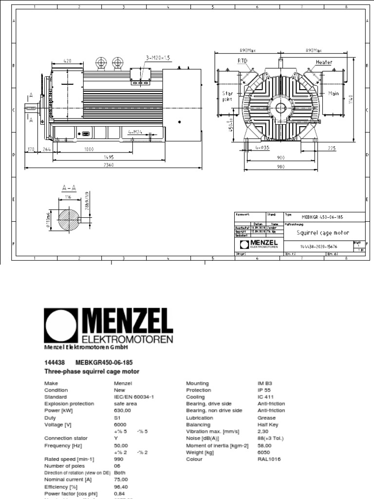 MOT - EL MEBKGR IMB3-450 630kw 990rpm 6kv | PDF