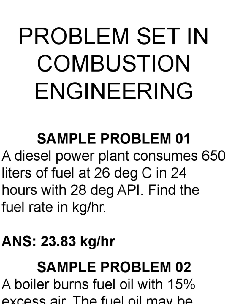 Problem Set in Combustion Engineering | PDF | Combustion | Fuels