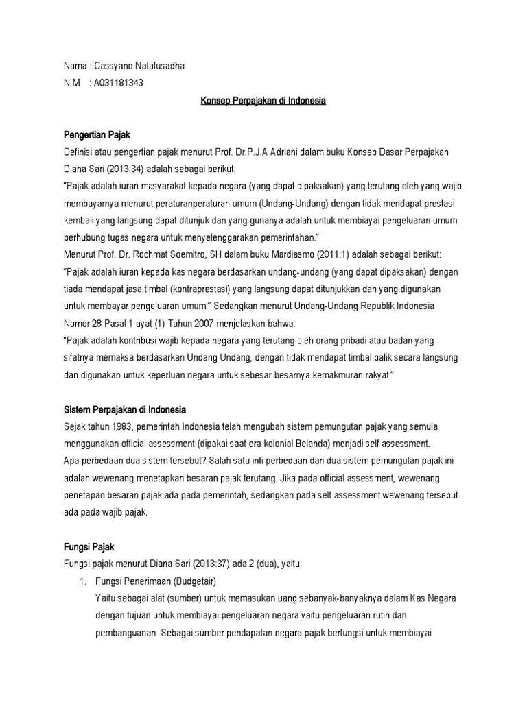 Konsep dan Sistem Perpajakan Indonesia | PDF | Pengelolaan Keuangan & Uang