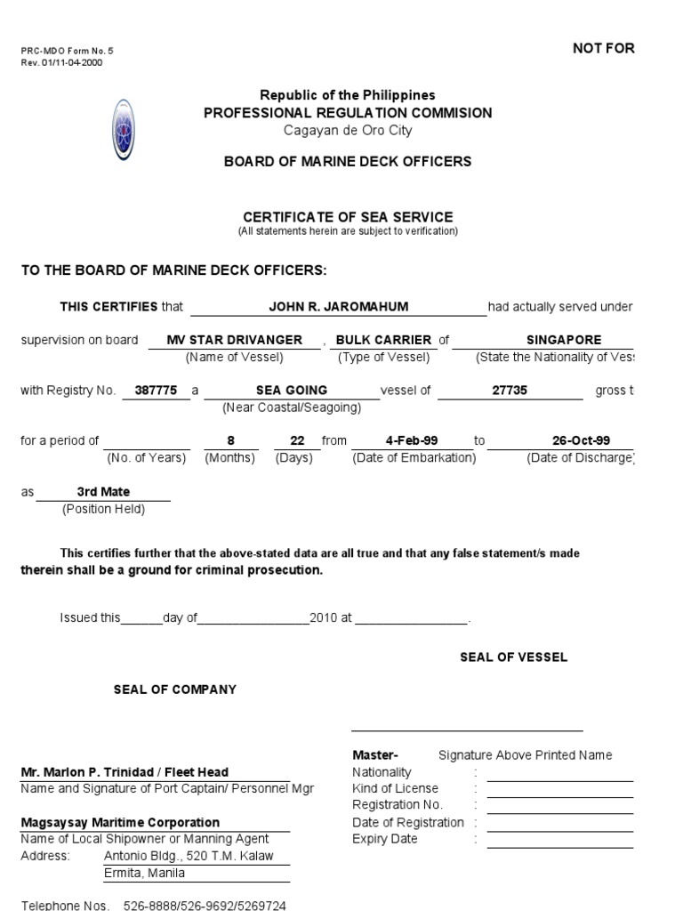 Prc-mdo-Form-5 / A Requirement in The STO and PRC | PDF | Notary Public ...