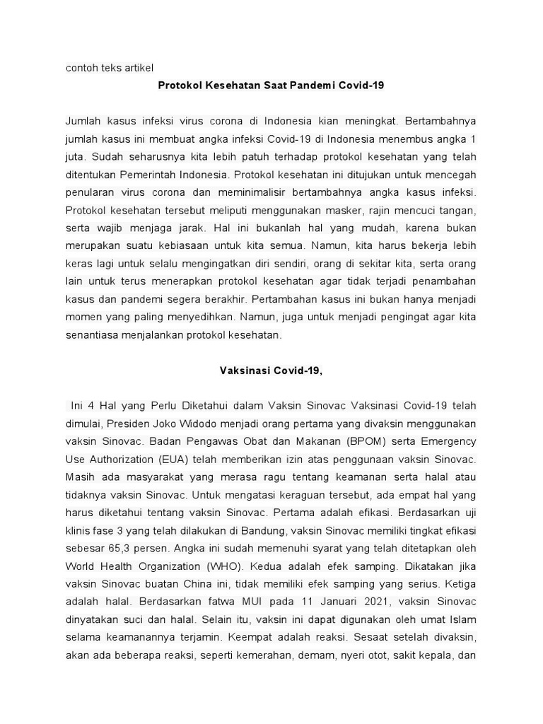 Contoh Teks Artikel | PDF