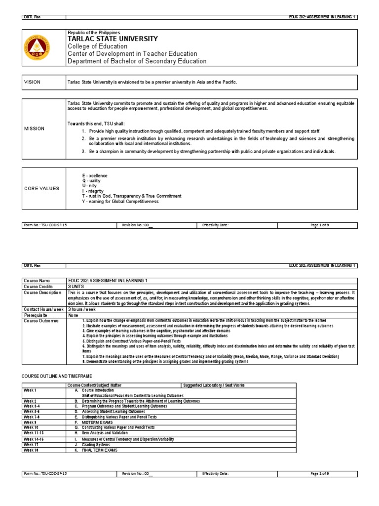 Educ 202 Obtl | PDF | Educational Assessment | Test (Assessment)
