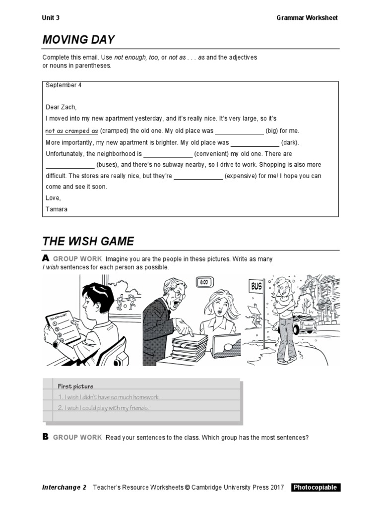 Moving Day: Unit 3 Grammar Worksheet | PDF