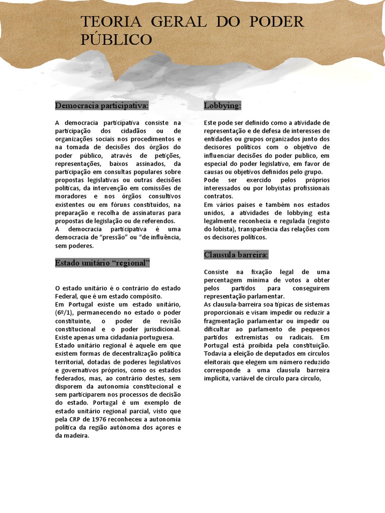 Resumos Finais de Teoria Geral Do Poder Público | PDF | Democracia ...