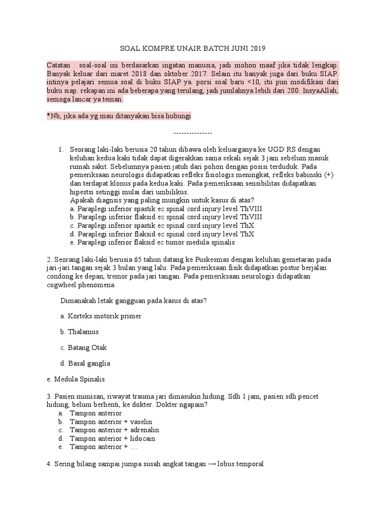 Soal Kompre Juni 2019 | PDF