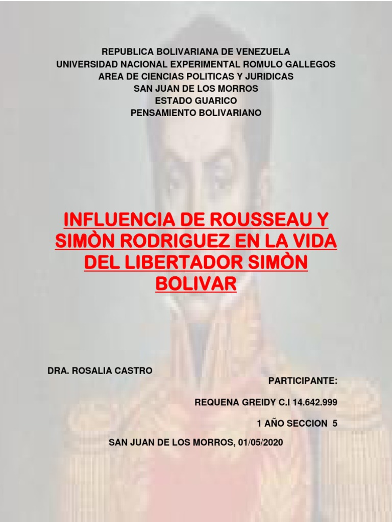 Greidy Requena 1 Seccion 5. Rousseau, Simon Rodriguez y Bolivar .Este 1 | PDF | Jean-Jacques ...