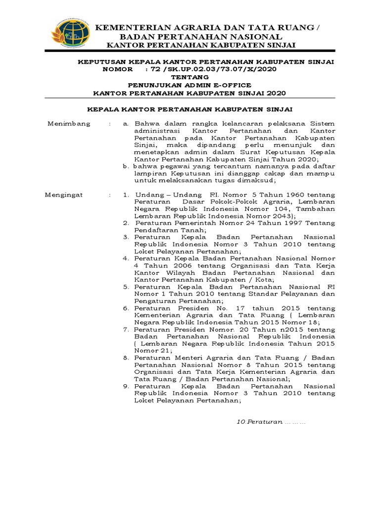 Sk-Penunjukan Admin E-Office | PDF | Hukum