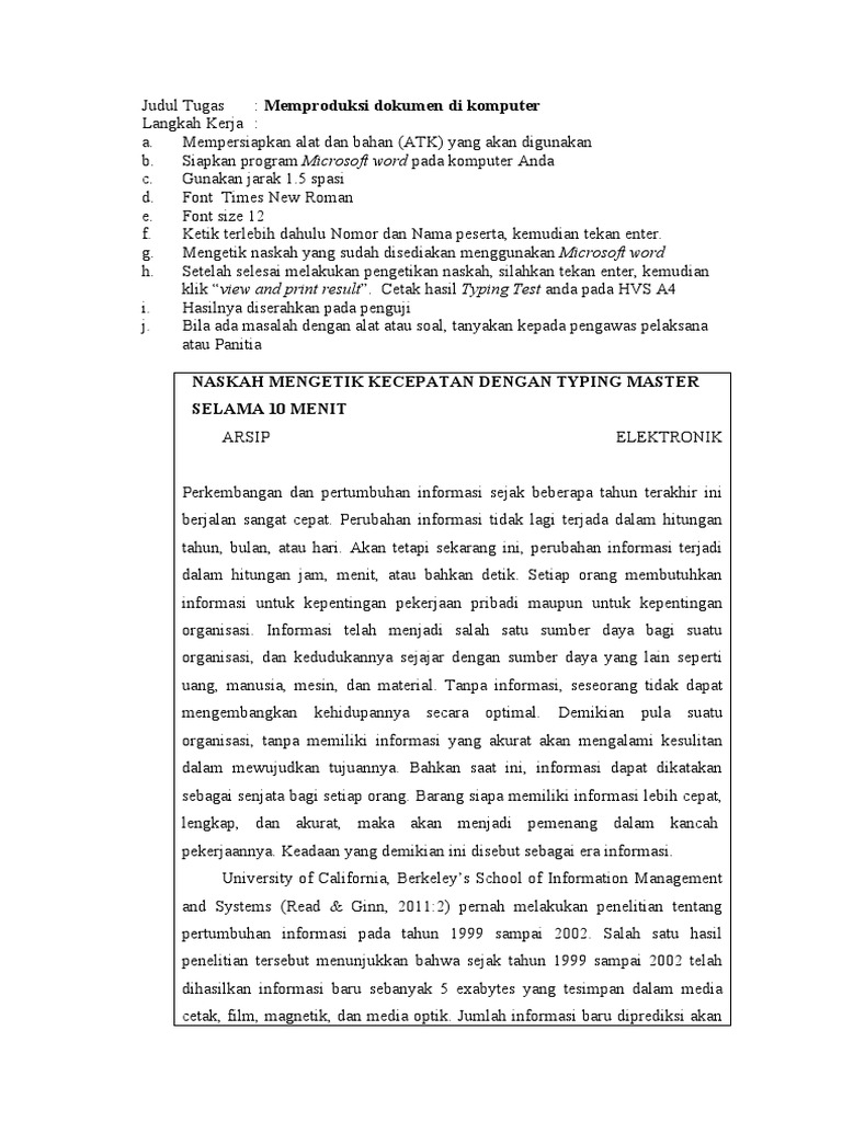 Producing Documents on a Computer: Steps for Typing a Document ...