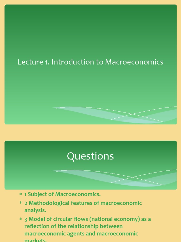 Lecture 1 Introduction To Macroeconomics Pdf Macroeconomics