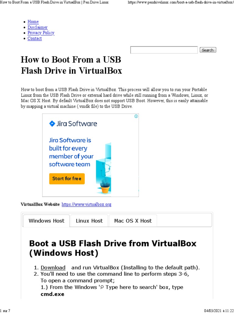 How To Boot From A USB Flash Drive in VirtualBox Pen Drive Linux | PDF ...