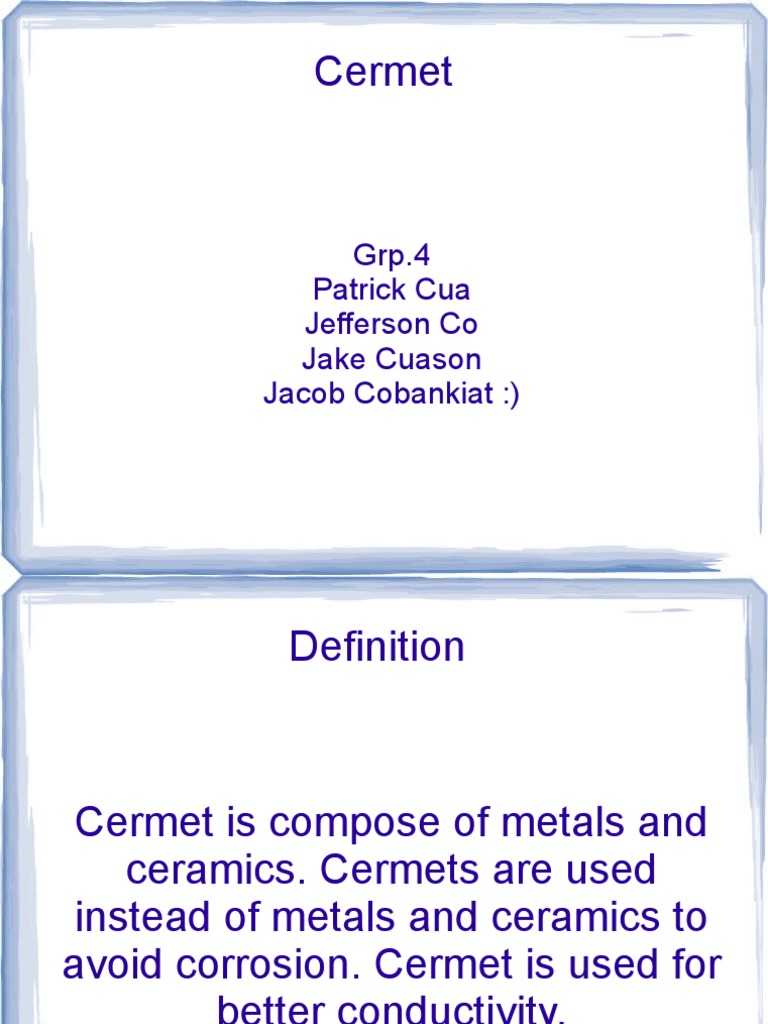 Cermet: Definition and Properties | PDF