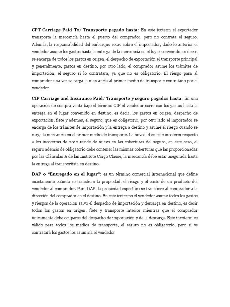 Icoterms CPT - Cip-Dap | PDF