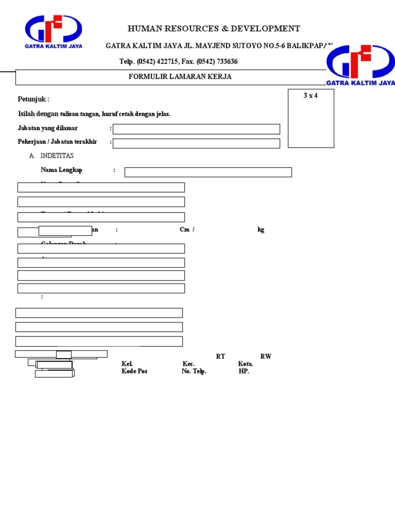 Formulir Lamaran Kerja | PDF
