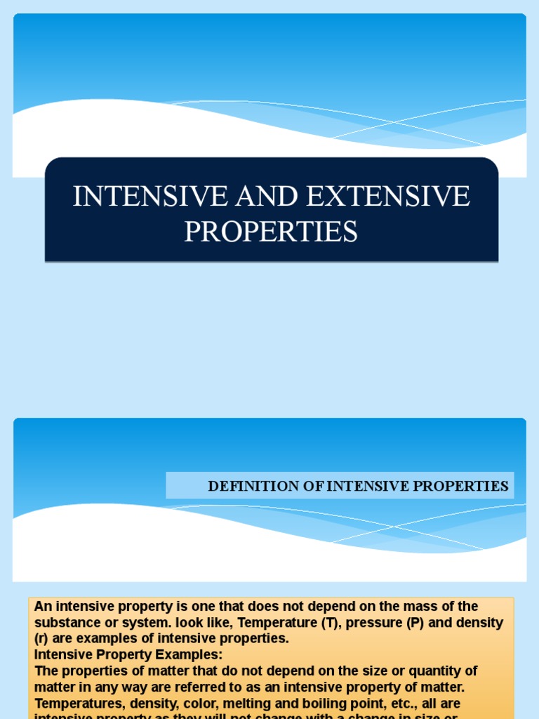 Physical Chemistry Intensive and Extensive Properties | PDF | Entropy ...