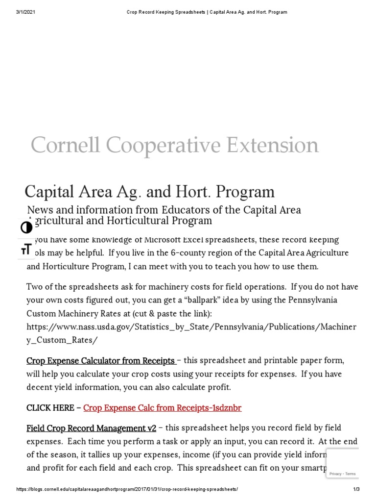 Crop Record Keeping Spreadsheets - Capital Area Ag. and Hort. Program ...