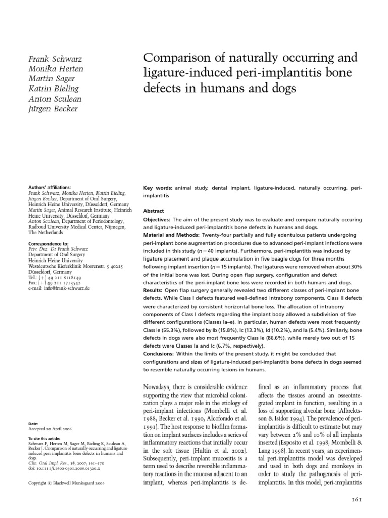 Schwarz 2007 - Bone Defects in Peri-Implantitis | PDF | Dental Implant ...