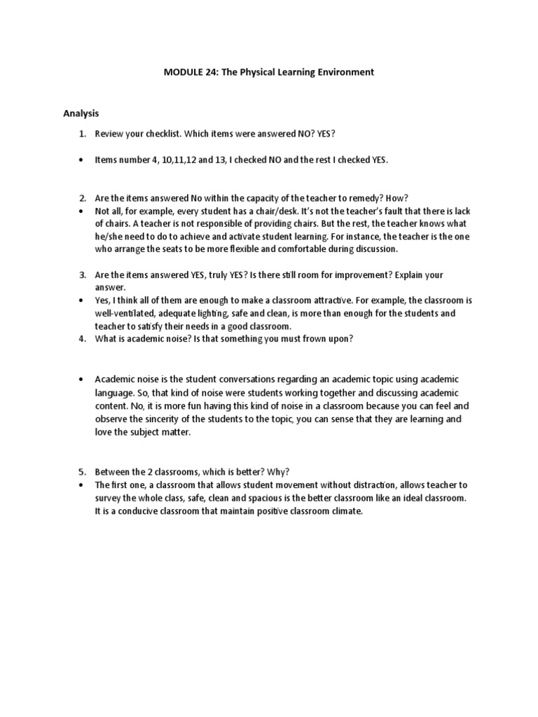 MODULE 24: The Physical Learning Environment | PDF