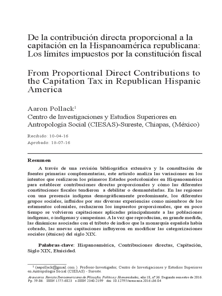 Aaron Pollack de La Contribución Directa Proporcional A La Capitación ...