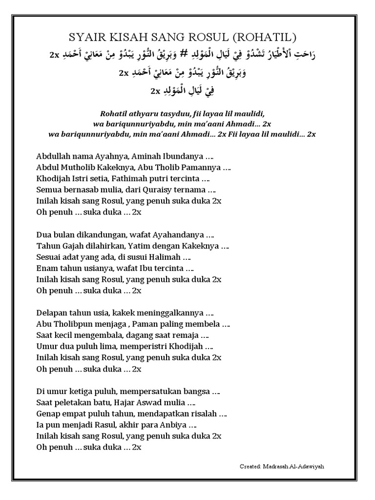 Syair Kisah Sang Rosul | PDF