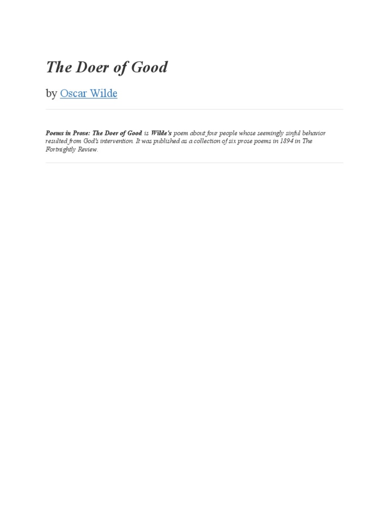 The Doer of Good | PDF | Poetry