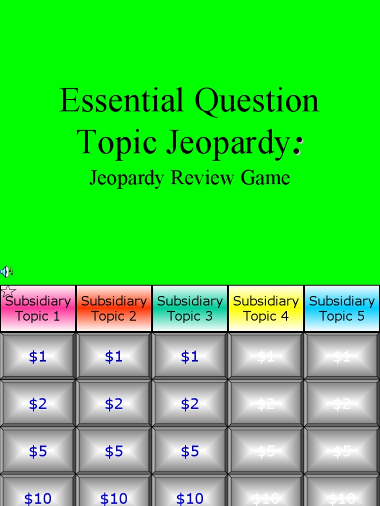 Essential Question Topic Jeopardy | PDF