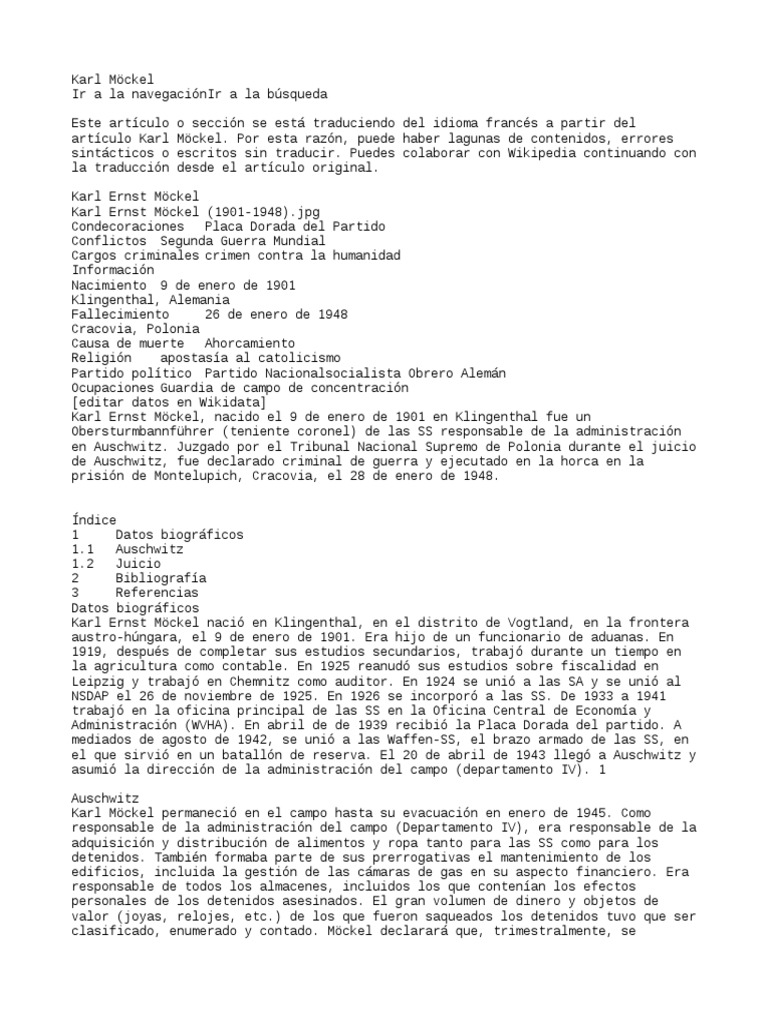 Karl Möckel | PDF | Campo de concentración de Auschwitz | Schutzstaffel