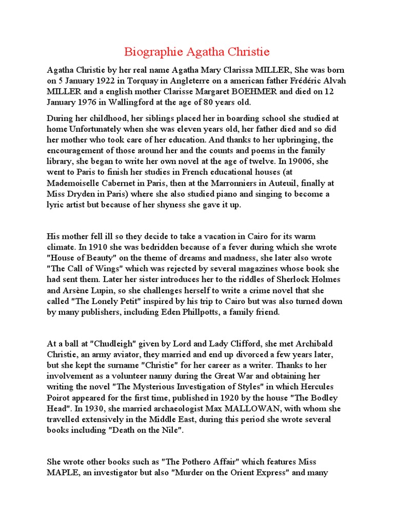 Biographie Agatha Christie | PDF