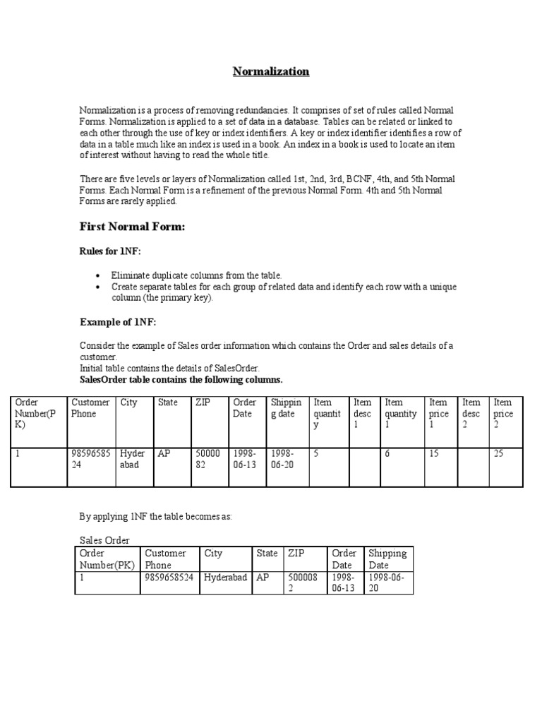Normalization: Example of 1NF | PDF | Scientific Modeling | Information ...