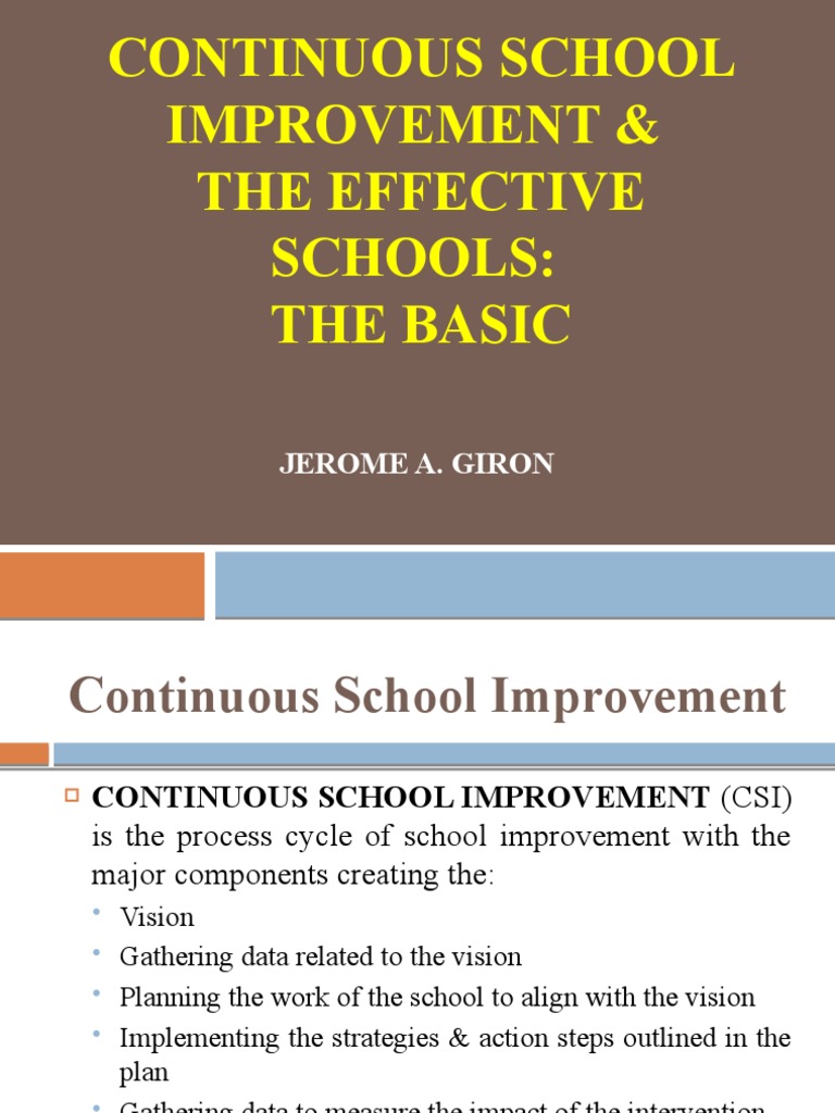 Continuous School Improvement | PDF | Education Reform | Educational ...