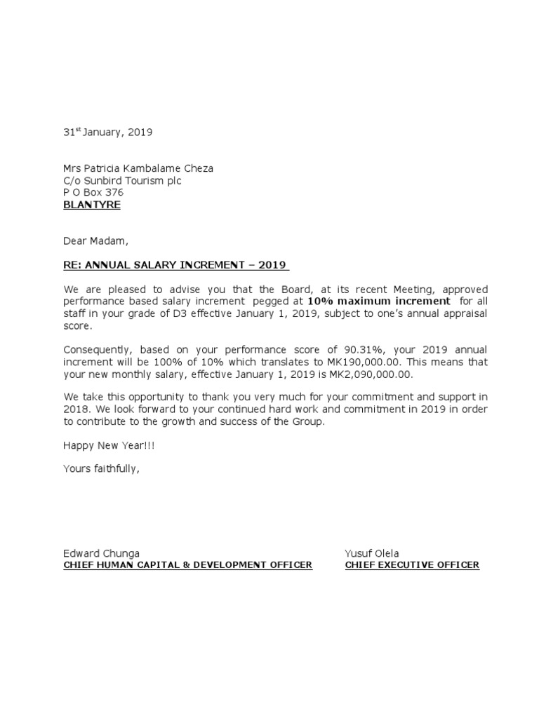 Sunbird Staff Salary Increments | PDF | Corporations | Governance