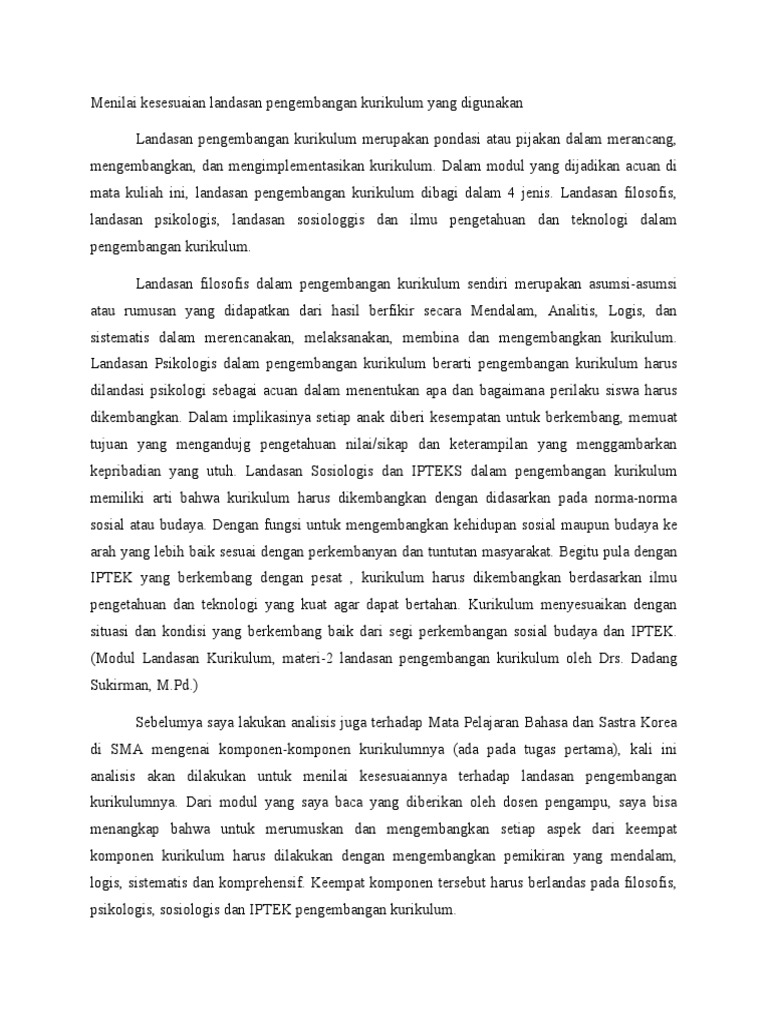 Menilai Kesesuaian Landasan Pengembangan Kurikulum | PDF | Ilmu Sosial | Seni & Disiplin Bahasa