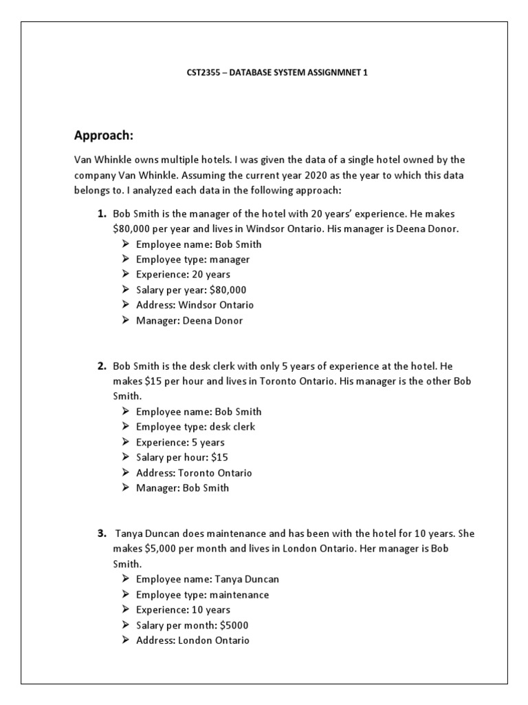Approach:: Cst2355 - Database System Assignmnet 1 | PDF | Microsoft ...