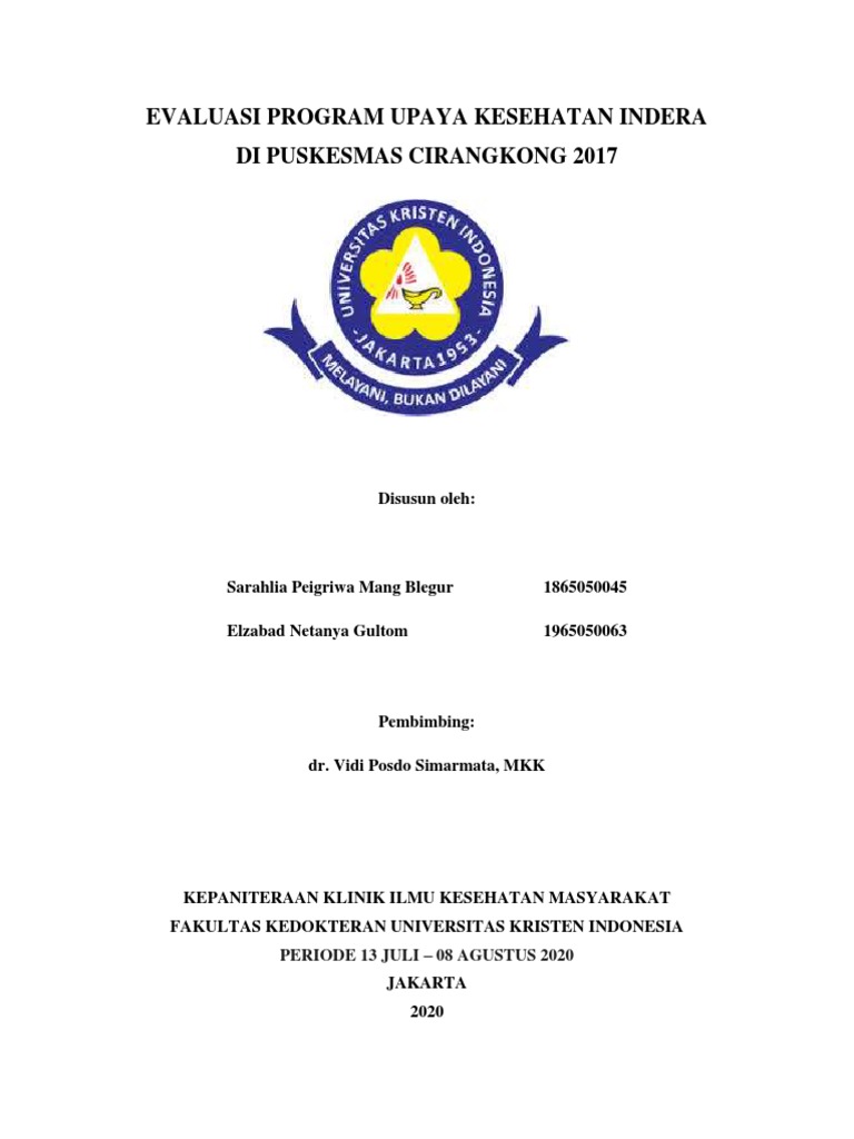 Evaluasi Program Puskesmas Upaya Kesehatan Indera | PDF