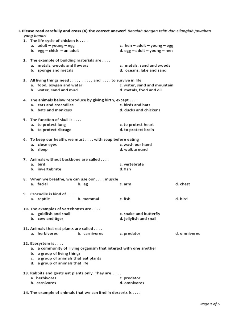 Contoh Soal Science Primary | PDF | Frog | Egg