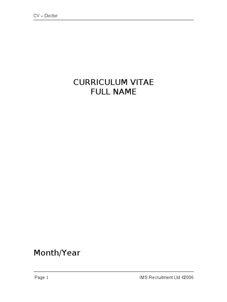 Doctor CV Template for Ireland | PDF | Doctor Of Medicine | Specialty ...
