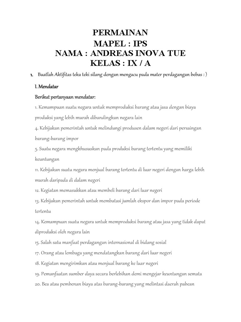 Permainan Ips TTS | PDF | Pengelolaan Keuangan & Uang