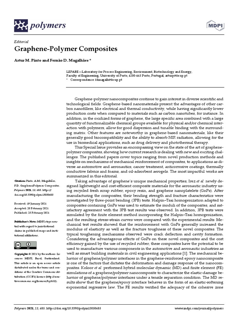 Graphene-Polymer Composites: Editorial | PDF | Composite Material ...