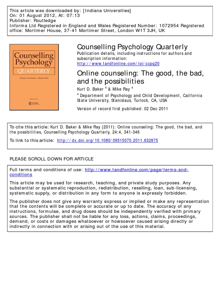 Online Counseling: Pros and Cons | PDF | Career & Growth | Self-Improvement