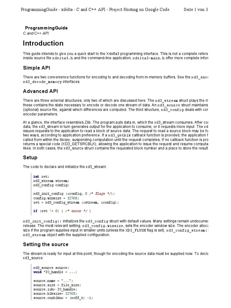 Xdelta C/C++ API Programming Guide | PDF | Application Programming ...